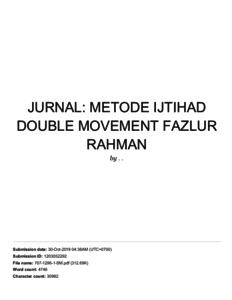 Studi Metode Ijtihad Double Movement Fazlur Rahman terhadap Pembaruan Hukum Islam - Repositori ...